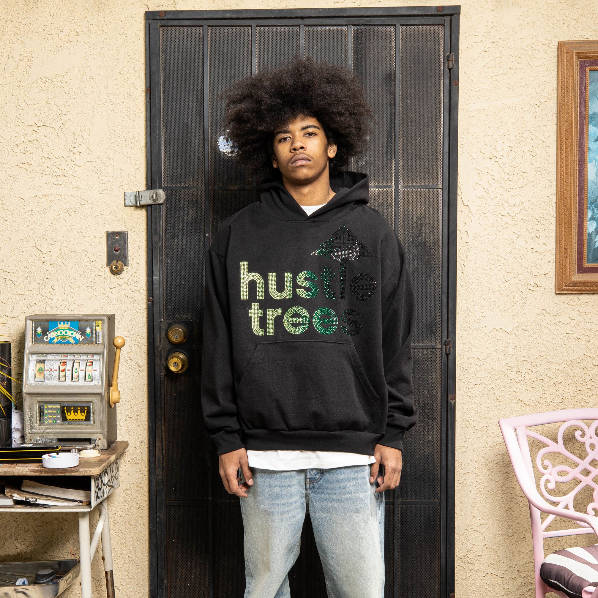 HUSTLE TREES LOGO HOODIE - WASHED GREY | LRG Clothing